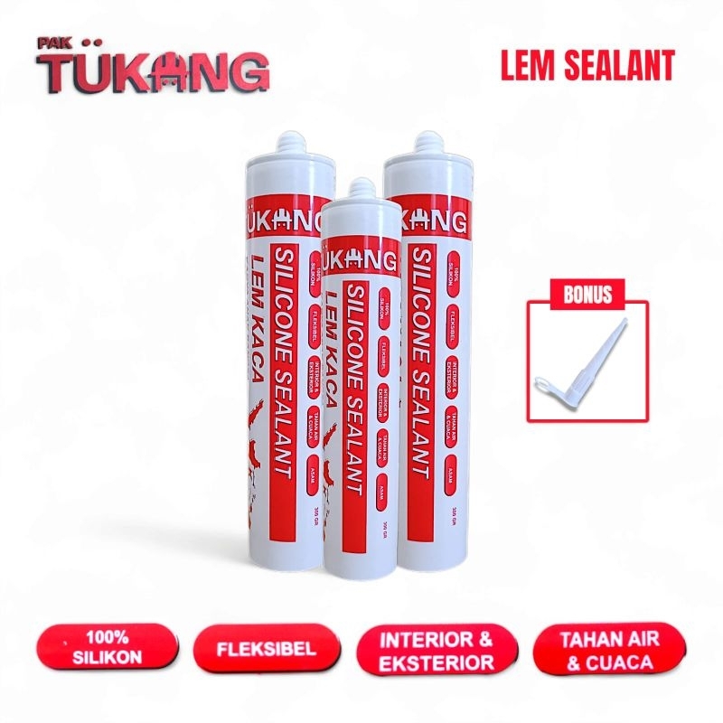 Jual Lem PAK TUKANG Silicone Sealant Lem Kaca Clear White Black ...