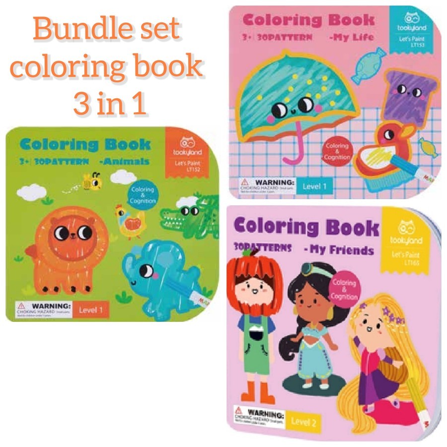 Jual Tookyland Coloring Book Bundle set 3 in 1 isi 3 Buku mewarnai ...