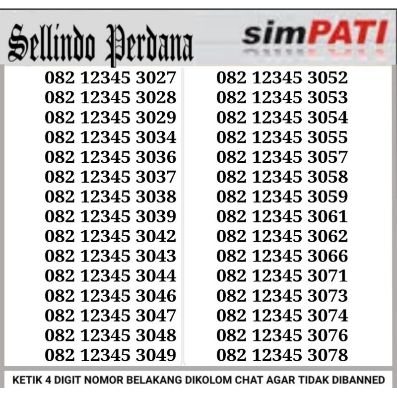 Jual Nomor cantik simpati perdana cantik seri 82 12345 xxxx 4G/5G | Shopee Indonesia