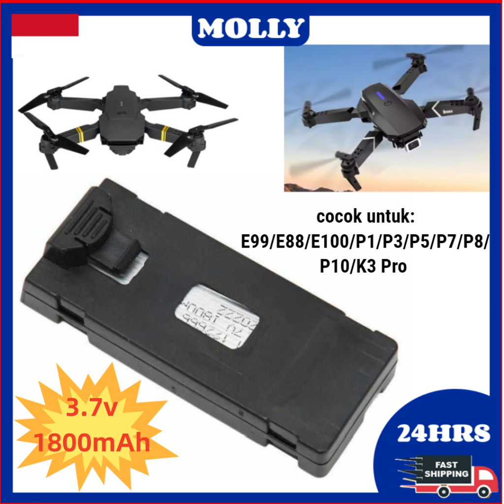 Jual （COD) high-capacity Baterai Cadangan Ori untuk drone E99/E88/E100/P1/P3/P5/P8/K3 Pro 3.7V ...