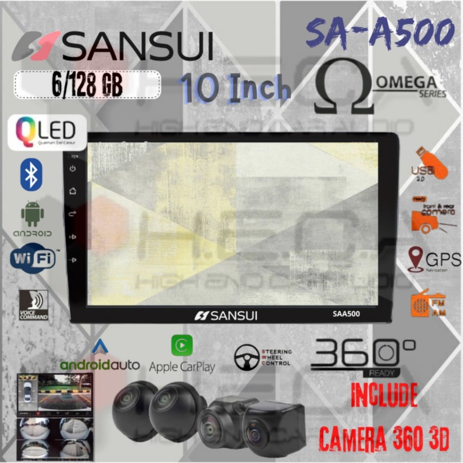 Jual SANSUI SAA500 OMEGA QLED 6/128 GB Android 10" Inch SA-A500 Head ...