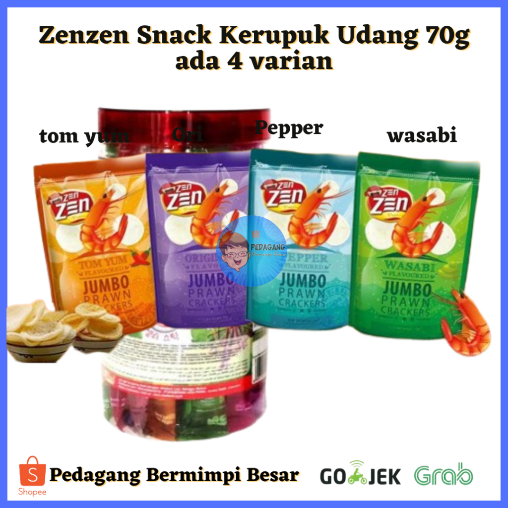 Jual Zen Zen Prawn Cracker 70g Ada 4 varian/ Zenzen Snack Kerupuk Udang ...