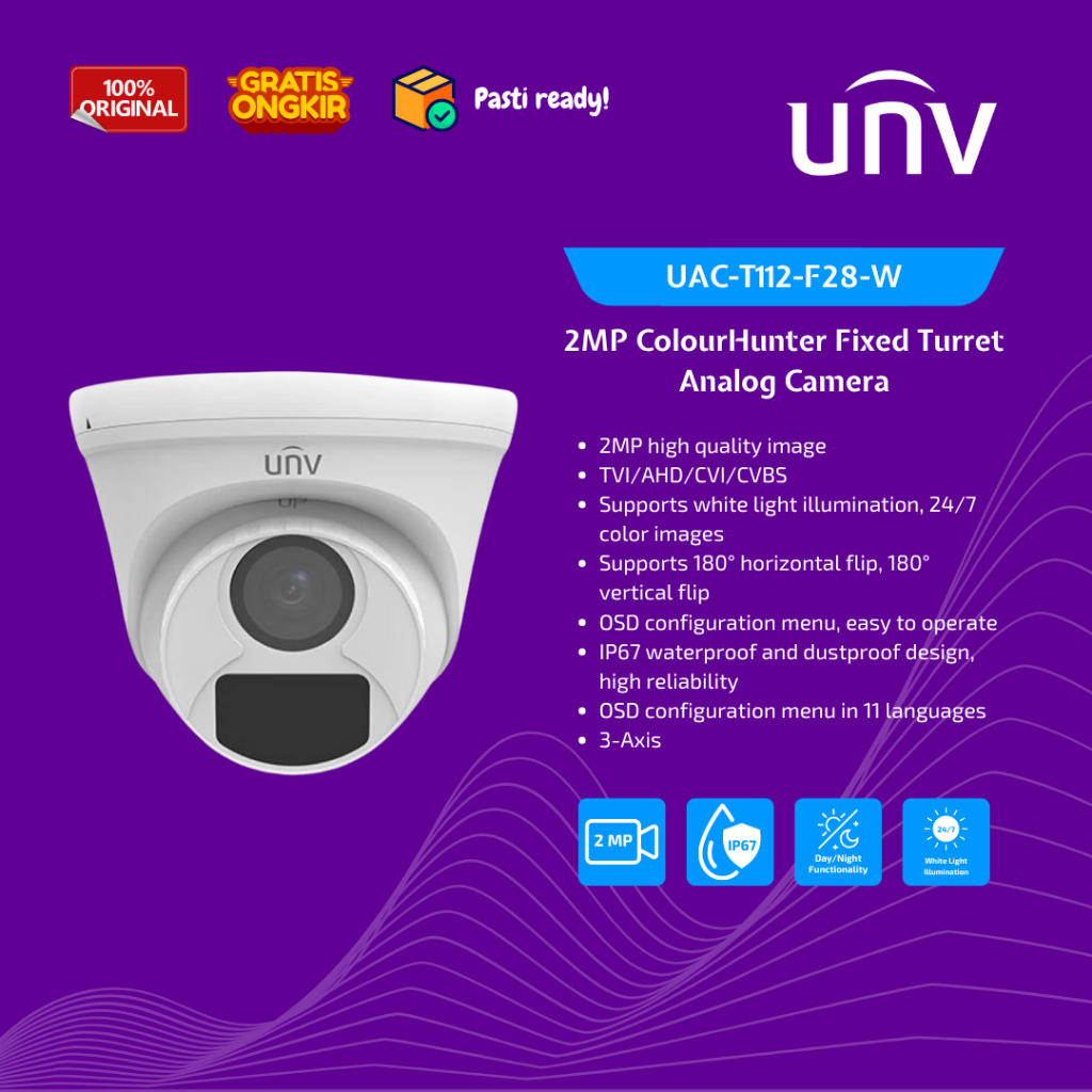 Jual UNV UAC-T112-F28 Uniview CCTV 2MP Colour Hunter HD Fixed Turret Analog Camera | Shopee ...