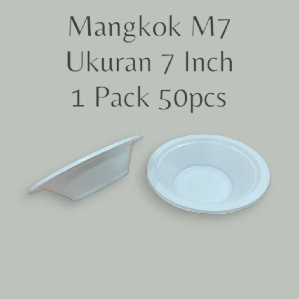 Jual [50 PCS] Mangkok Plastik Sekali Pakai Uk 7 Inch HIPS / Mangkok M7 ...