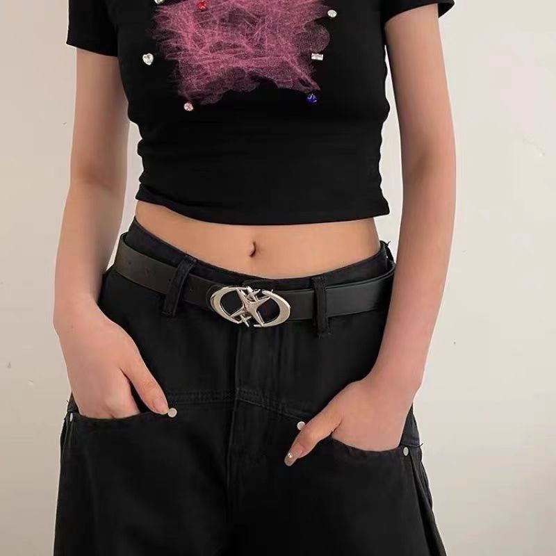Jual BGS-427 Ikat Pinggang Wanita Kulit Pu Belt Punk Moon Star Buckle ...