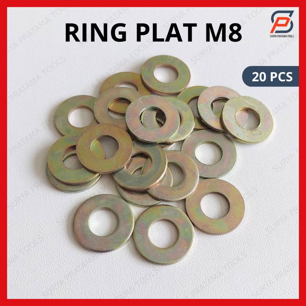 Jual Ring Plat M8 x 18 Isi 20 Pcs Baut Kunci 12 | Shopee Indonesia