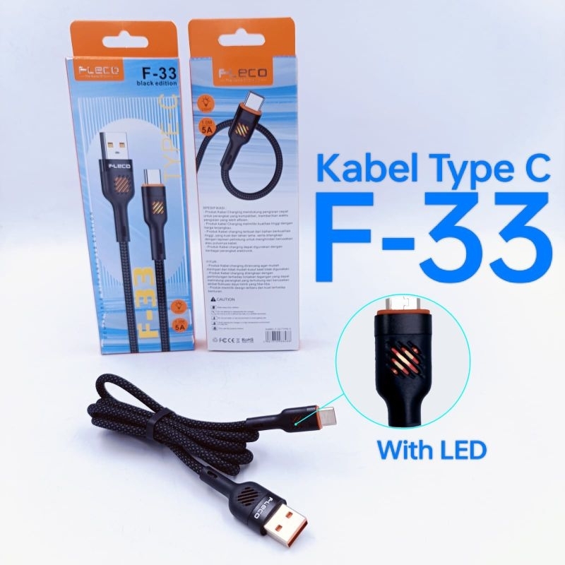 Jual Kabel Data Fleco Type C F-33 5A Kabel Charger Fleco F-33 Type C ...