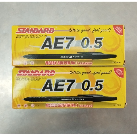 Jual PENA STANDARD AE-7 HITAM 1 BOX ISI 12 PCS | Shopee Indonesia