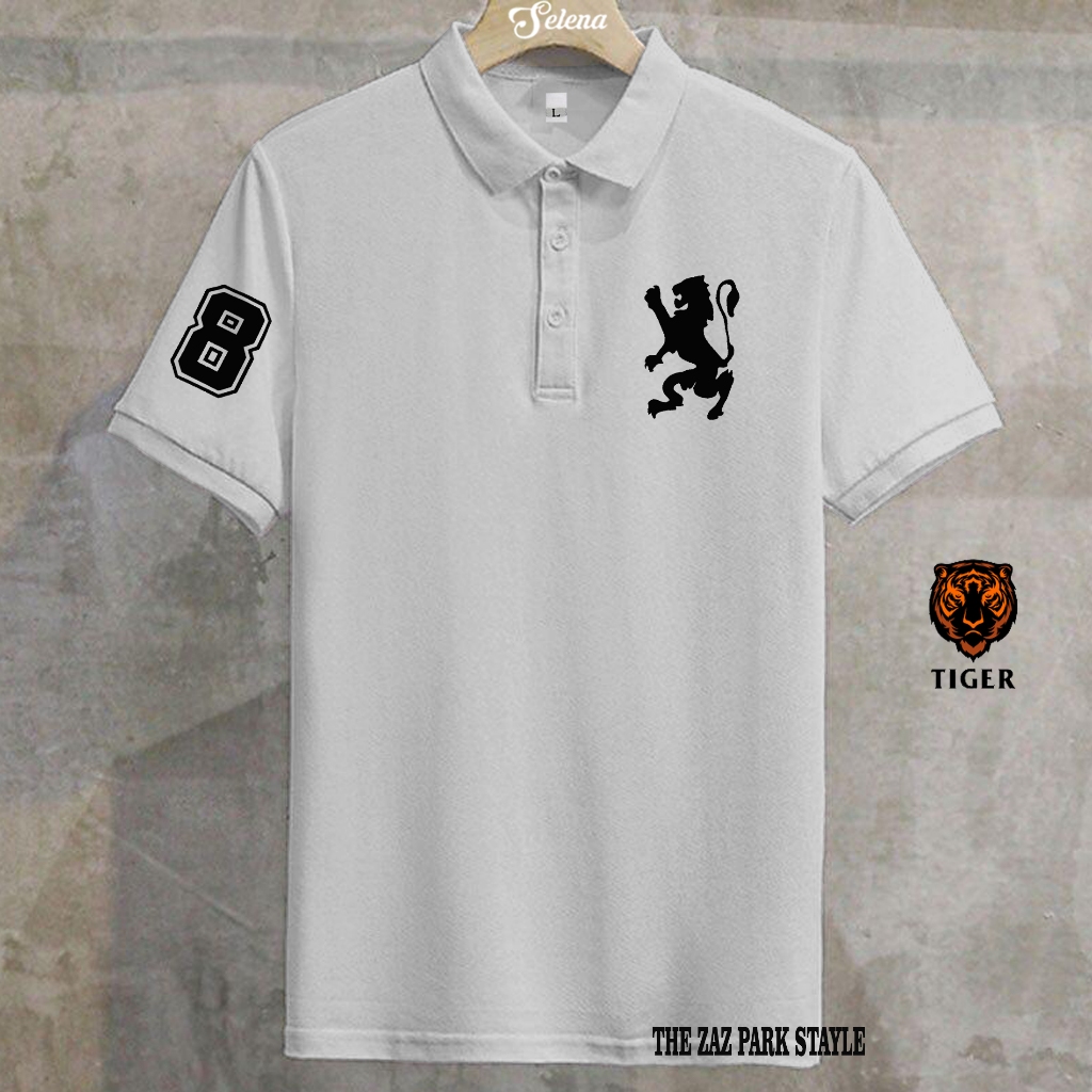 Jual COD T-shrit POLO kerah Singa 8 Text Hitam Kaos polo Kerah Dewasa Shirt / Kaos Wangki Pria ...