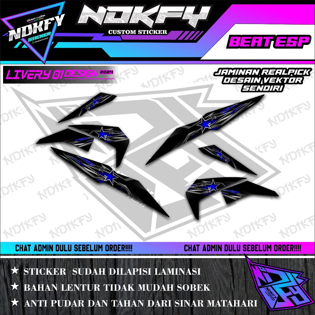 Jual STRIPPING SIMPEL HONDA BEAT ESP BEAT STREET DIESEL STAR LIVERY ...