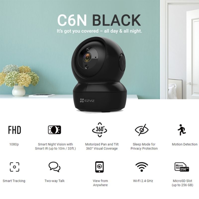 Jual Kamera｜CCTV Ezviz C6N Black 1080P 2MP Indoor WiFi LAN Motion ...