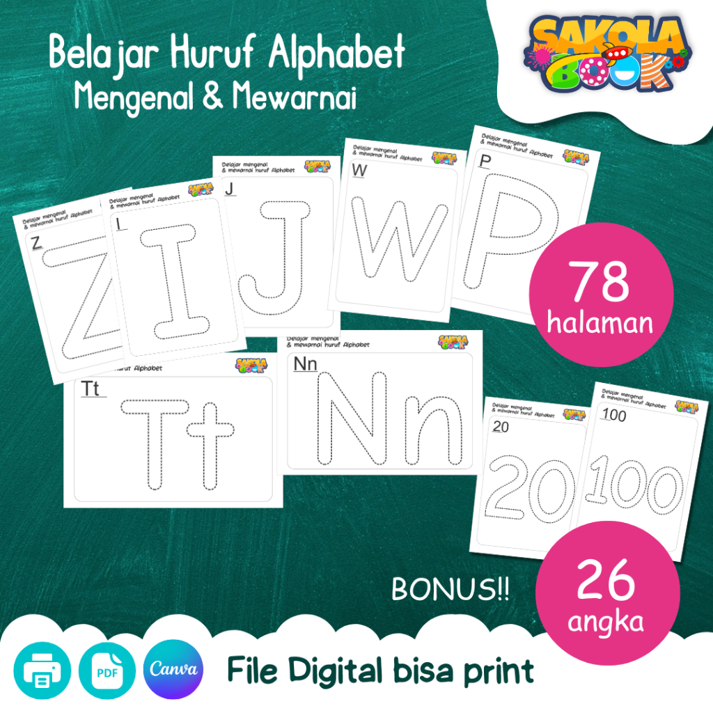 Jual SAKOLABOOK - 104 halaman A4 Printable Aktivitas Belajar Anak ...