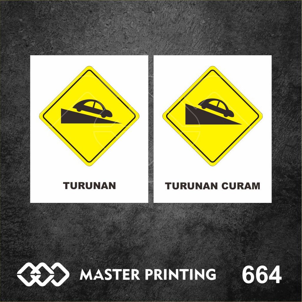 Jual 664 - Stiker Rambu Turunan dan Turunan Curam, Sticker Vinyl, Tahan ...