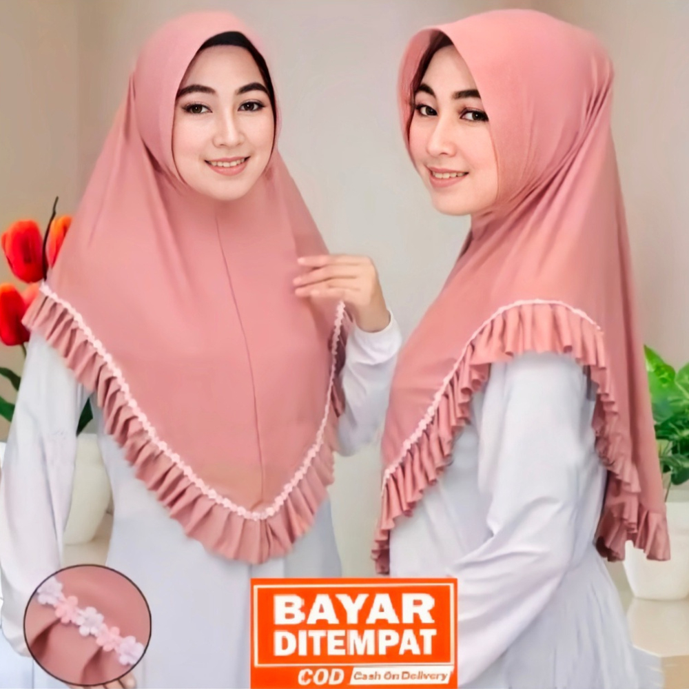 Jual Hijab Instan Size L Motif Renda Bunga Rempel Jilbab Bergo Yasmine ...
