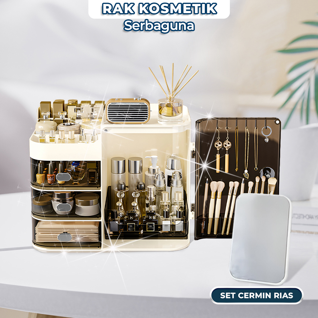 Jual Rak Kosmetik Set Cermin Rias dengan Laci Transparan Serbaguna ...