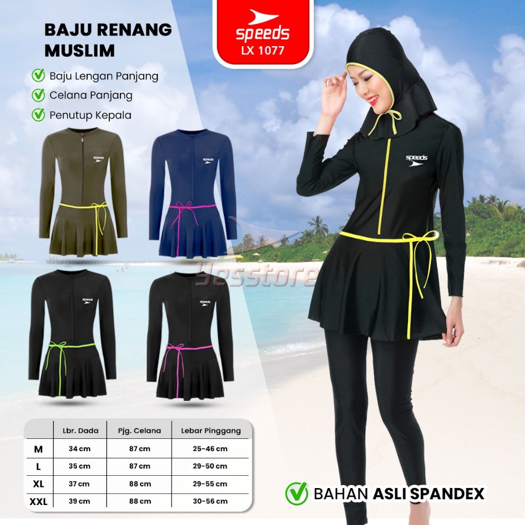 Jual SPEEDS Baju Renang Muslim Bahan Spandex Hijab Swimwear Swim Suit ...