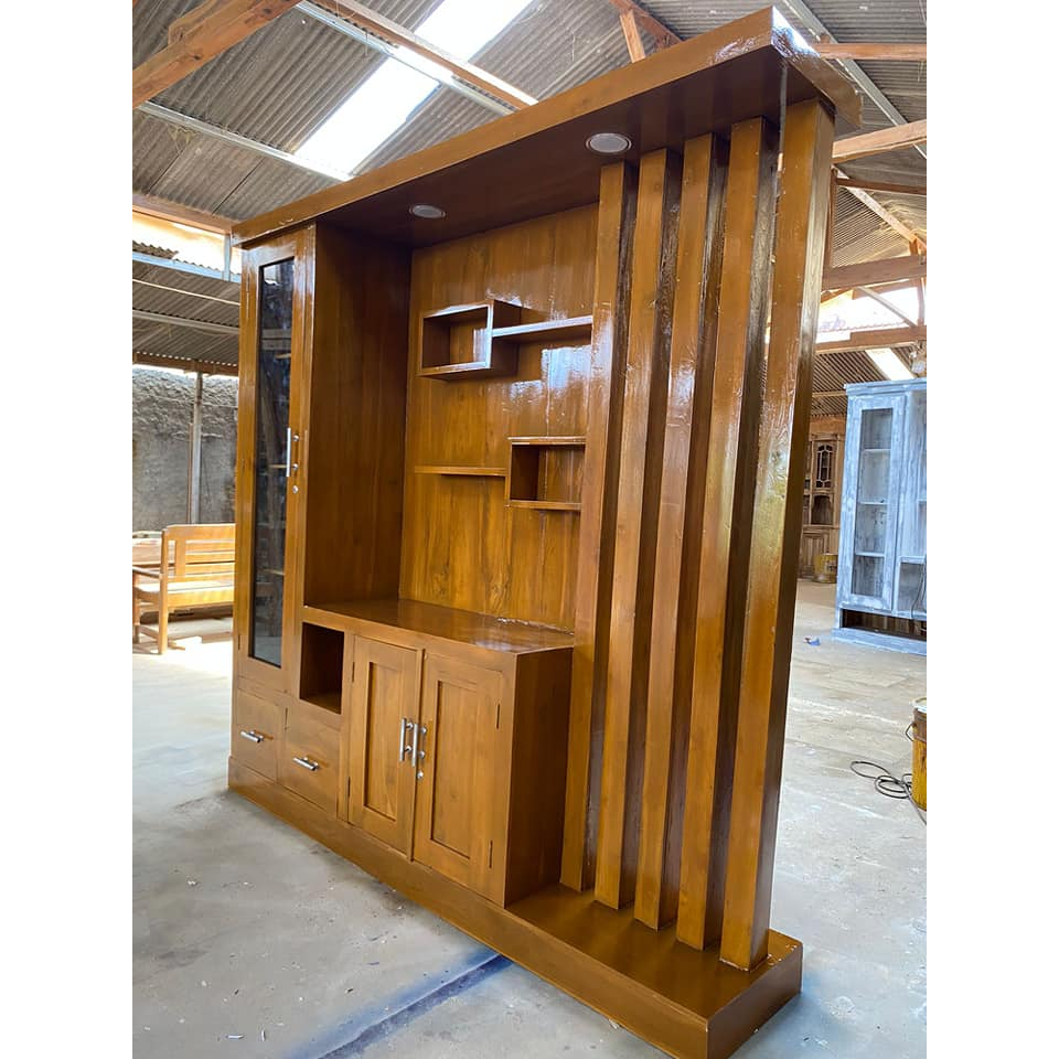 Jual LEMARI PARTIS 046 LEMARI PEMBATAS RUANGAN BAHAN KAYU JATI JEPARA ...