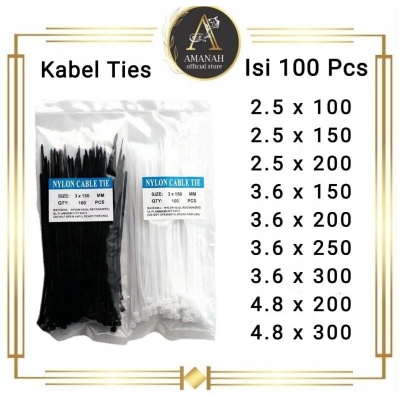 Jual Kabel Ties 1Pack isi 100PCS 10cm , 15cm , 20cm , 25cm , 30cm / Kabel Tie / Cable Tis ...