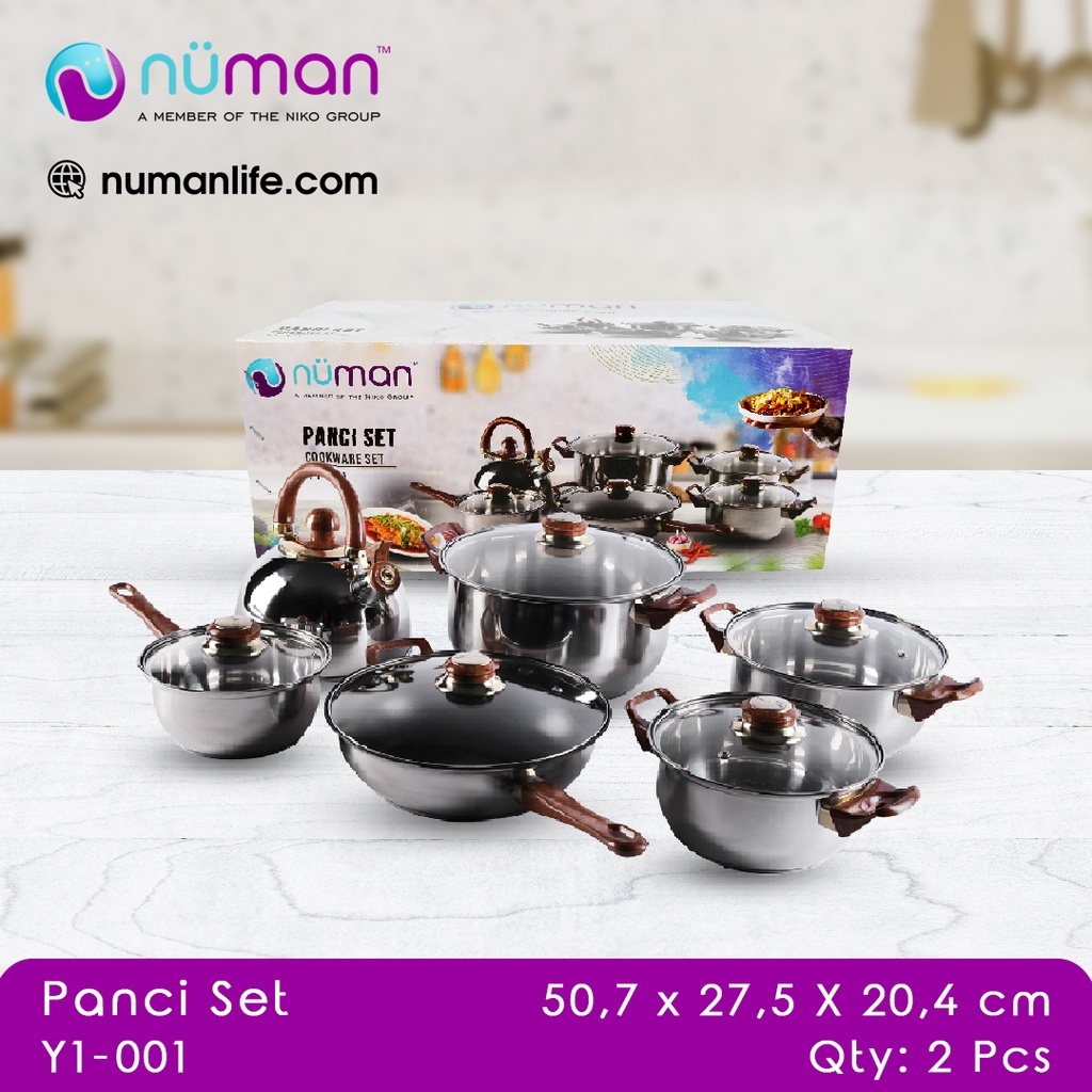 Jual Numan Cookware Set - Panci Set Niko NK-1113sp Stainless 6pcs ...