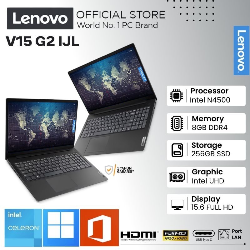 Jual Lenovo V15 Gen 2 IJL Intel N4500 8GB 256SSD 15.6 Inch FHD Windows 11 Laptop Murah | Shopee ...