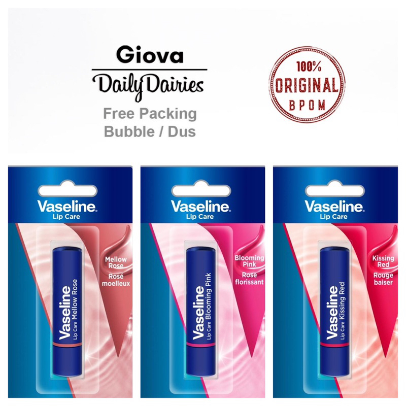 Jual Vaseline lip care color 3g tinted lip balm mellow rose blooming ...