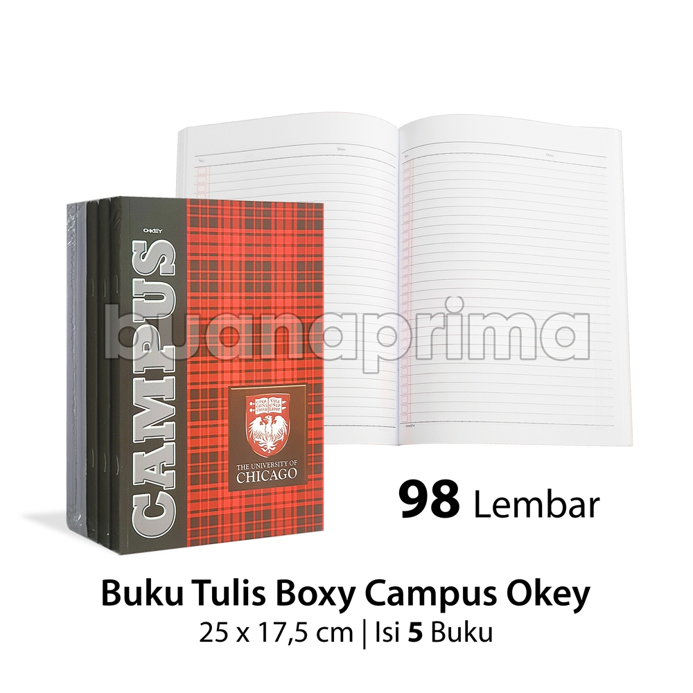 Jual Buku Tulis Panjang Boxy Campus OKEY 98 Lembar per 5 Buku Cover Campus Notebook Sekolah ...