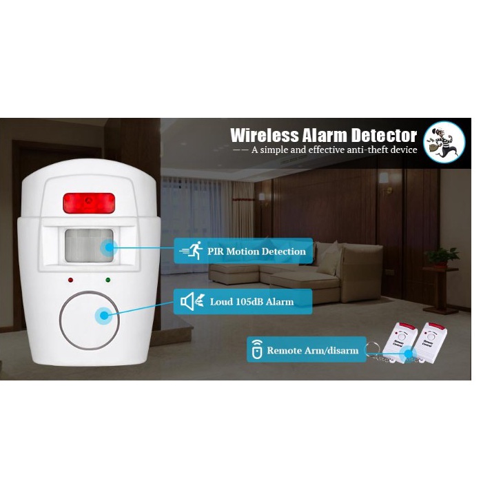Jual Alarm anti maling infrared PIR sensor gerak 2 Remote alat keamanan ...