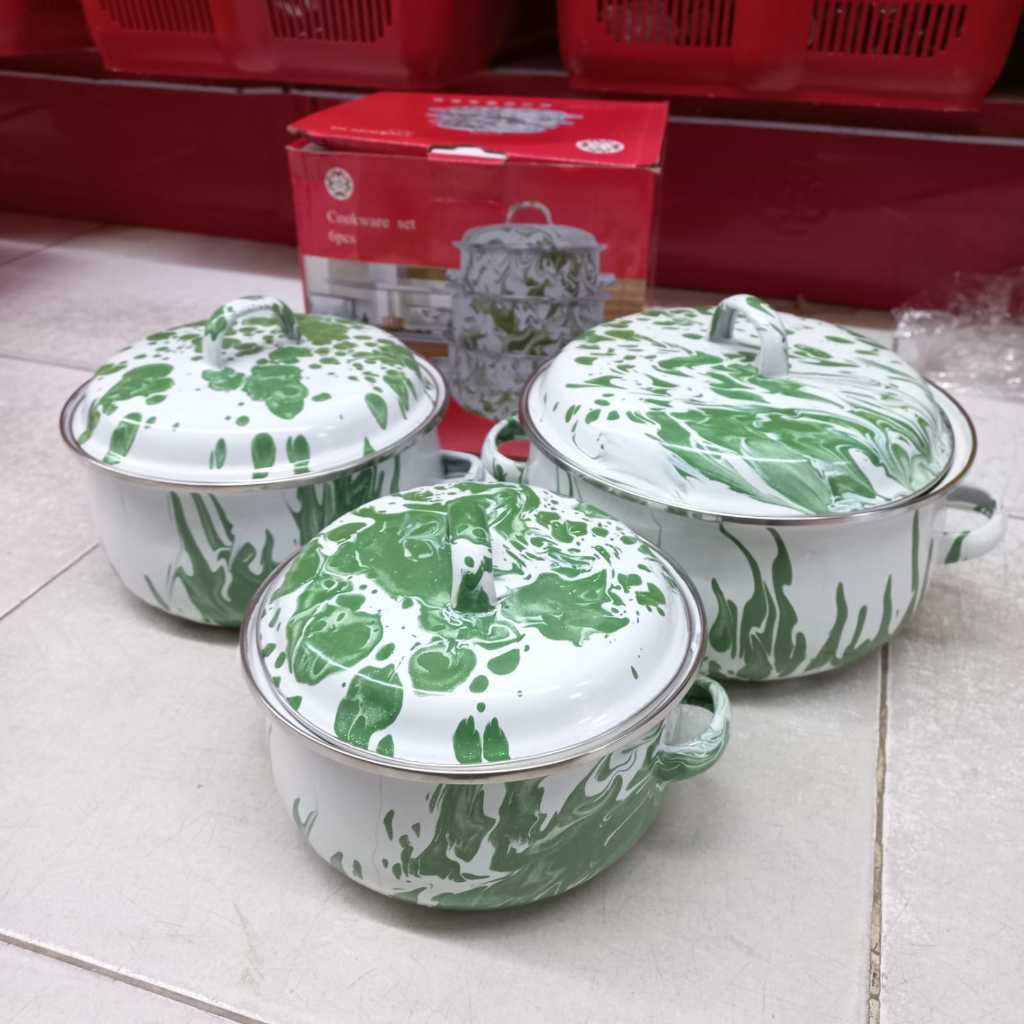 Jual Panci Deco Ice 16/20cm M-PI244 | Panci Set Enamel 3 pcs /Panci ...