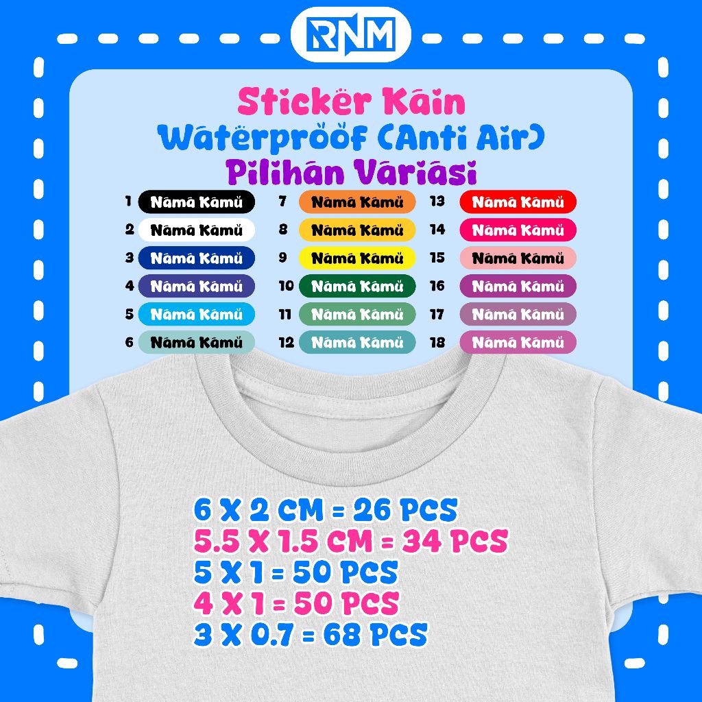 Jual [ 1 - 18 ] Sticker kain / Sablon Setrika nama anak | Shopee Indonesia