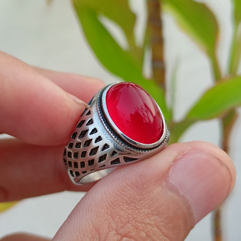 Jual Cincin Batu Alam red Baron Ring tanam | Shopee Indonesia