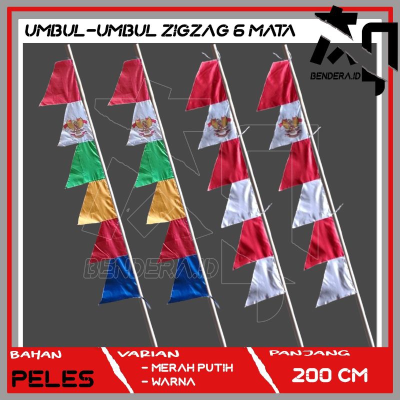 Jual Bendera Umbul Umbul Zigzag 6Mata - 200Cm | Shopee Indonesia