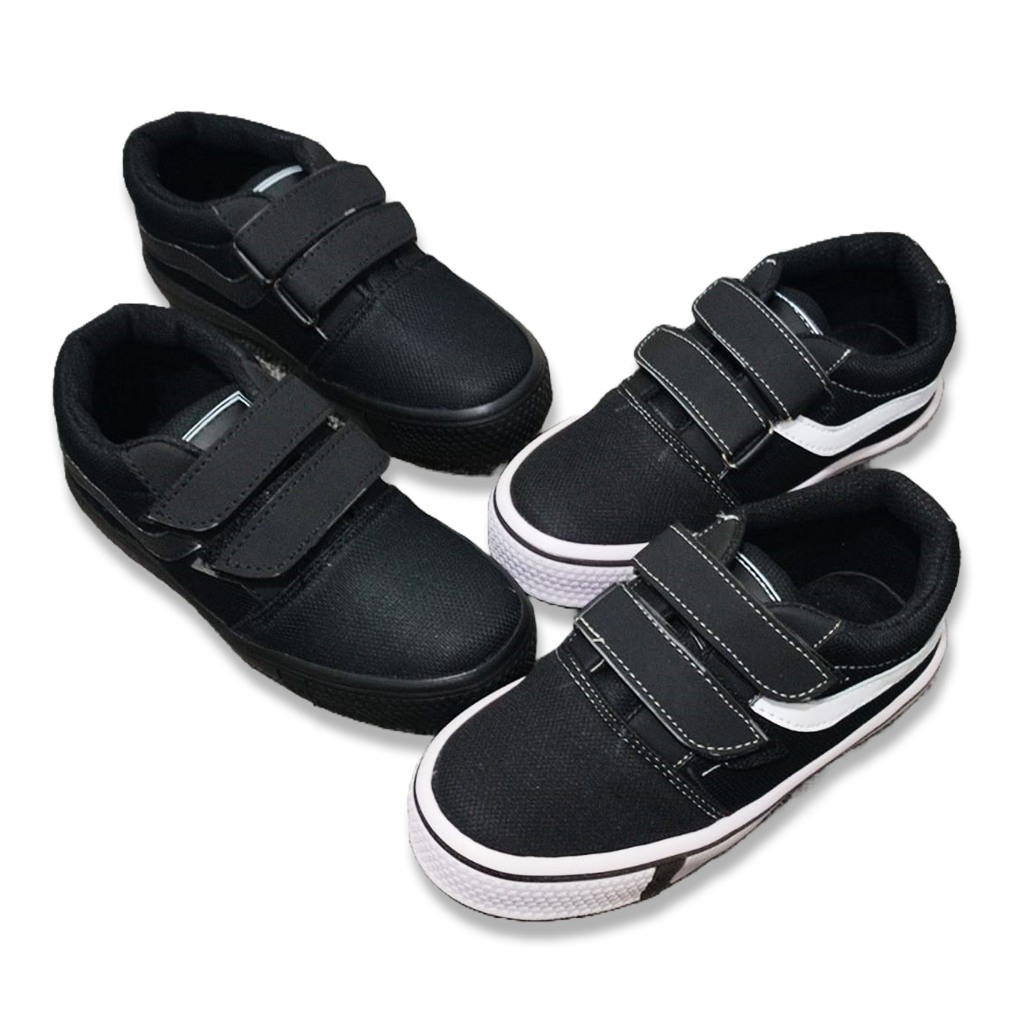 Jual Sepatu Anak Sekolah Kretekan Velcro SlipOn Hitam Putih Cowo Cewe ...