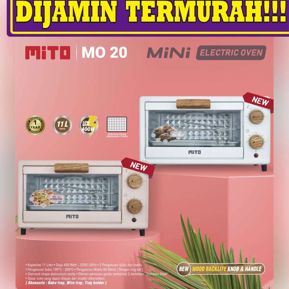 Jual MITO Oven Listrik Mini Electric Oven MITO MO2 MO 2 MO2 Kapasitas 11 Liter PINK PUTIH ...