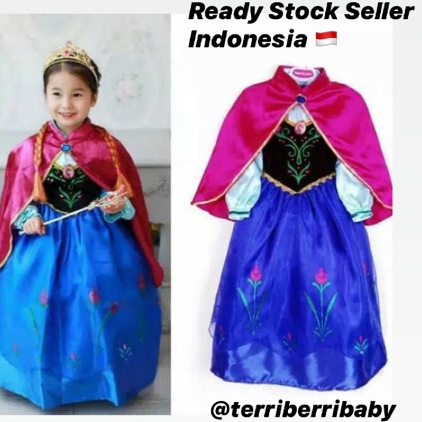 Jual KODE K77W Dress princess baju anna dress frozen prozen anna gaun ...