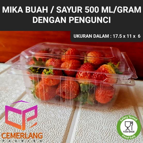 Jual Box Mika Transparan Bening 500ml 500gr 500 gr ml Strawberry Sayur ...