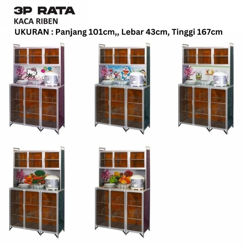 Jual Rak Piring Rata 2 & 3 Pintu Kaca ES/kaca Riben | Shopee Indonesia