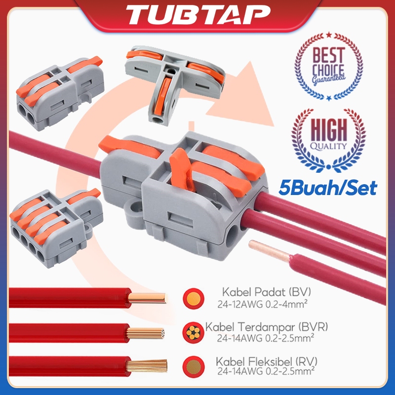 Jual TUBTAP Konektor Kabel 1 ke 2/3/4 Quick Connect Terminal Block Push ...