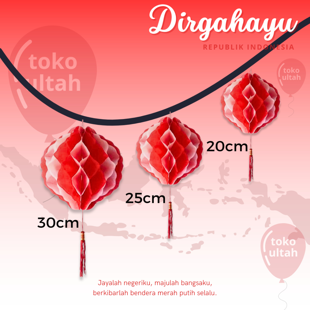 Jual Lampion Lipat Merah Putih untuk Dekorasi / Hiasan Perayaan HUT ...
