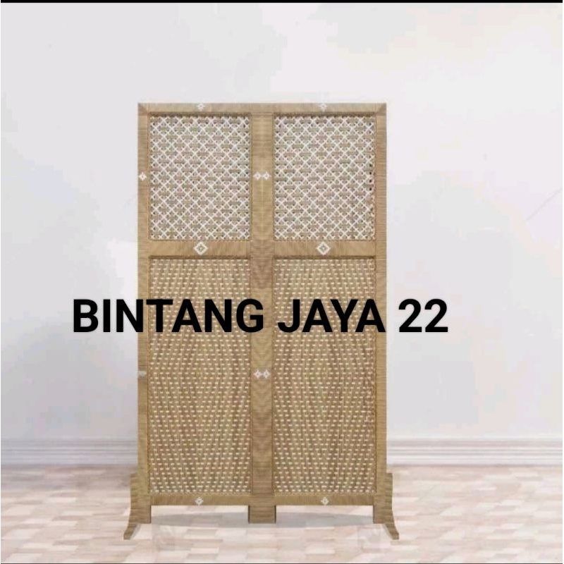 Jual ( 2 PINTU ) Sketsel Pembatas Ruangan Rotan Sintetis Partisi Sekat ...
