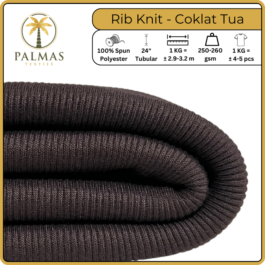 Jual Kain Rib Knit - Coklat Tua (Bahan Kaos) | Shopee Indonesia