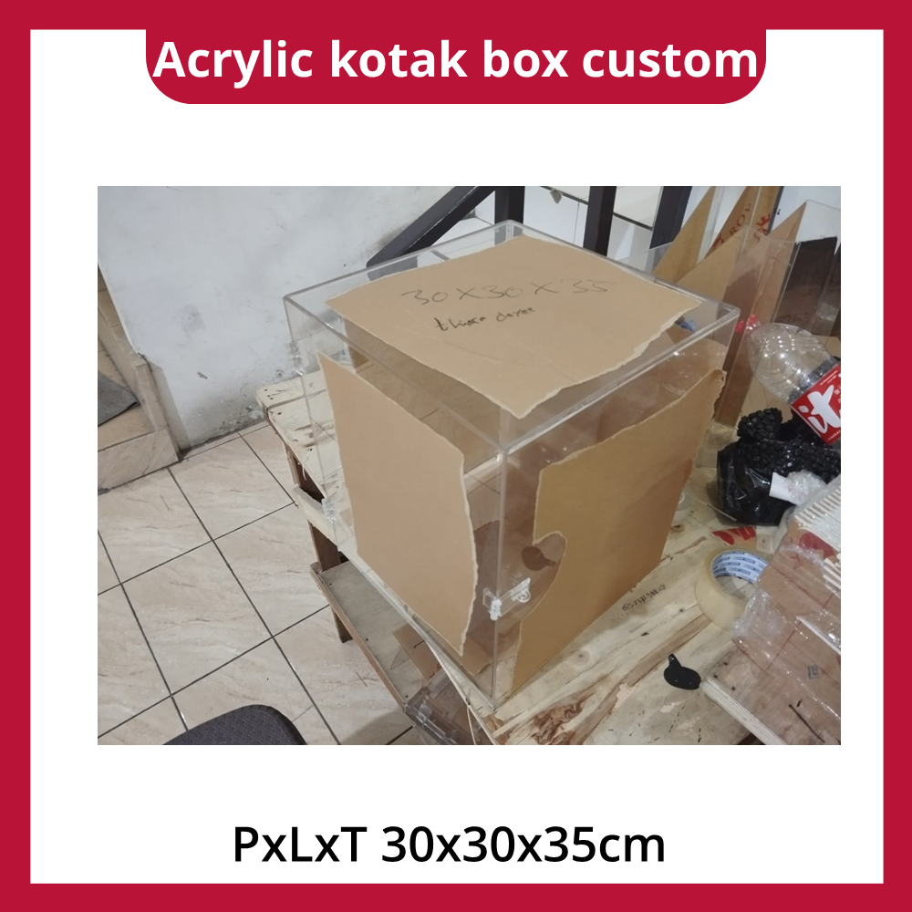 Jual Acrylic kotak box custom PxLxT 30x30x35cm | Shopee Indonesia