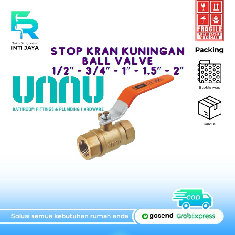 Jual Stop Kran Kuningan Unnu / Ball Valve 1/2” - 3/4” - 1” | Shopee Indonesia