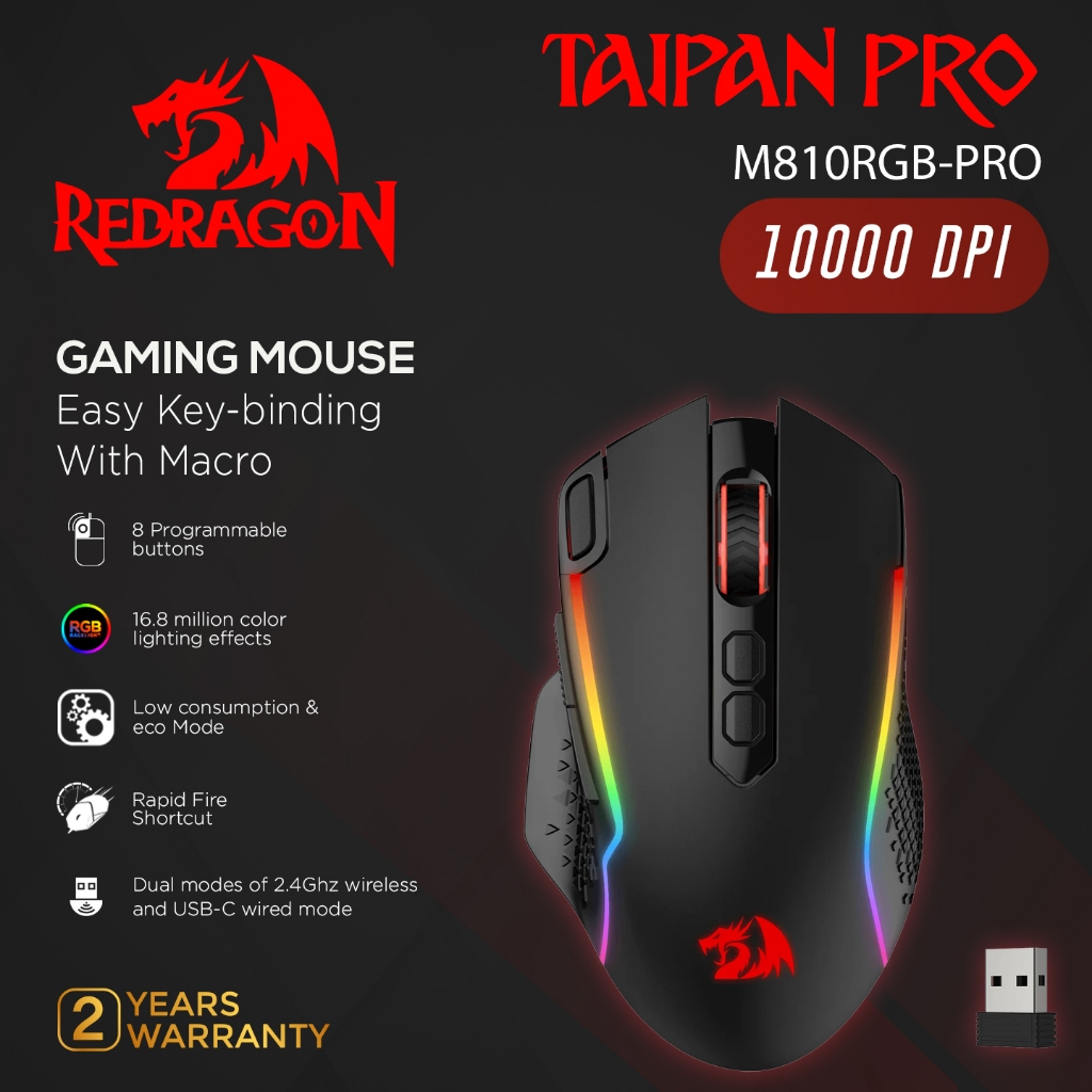Jual Redragon Wireless Gaming Mouse RGB TAIPAN PRO - M810RGB-PRO | Shopee Indonesia