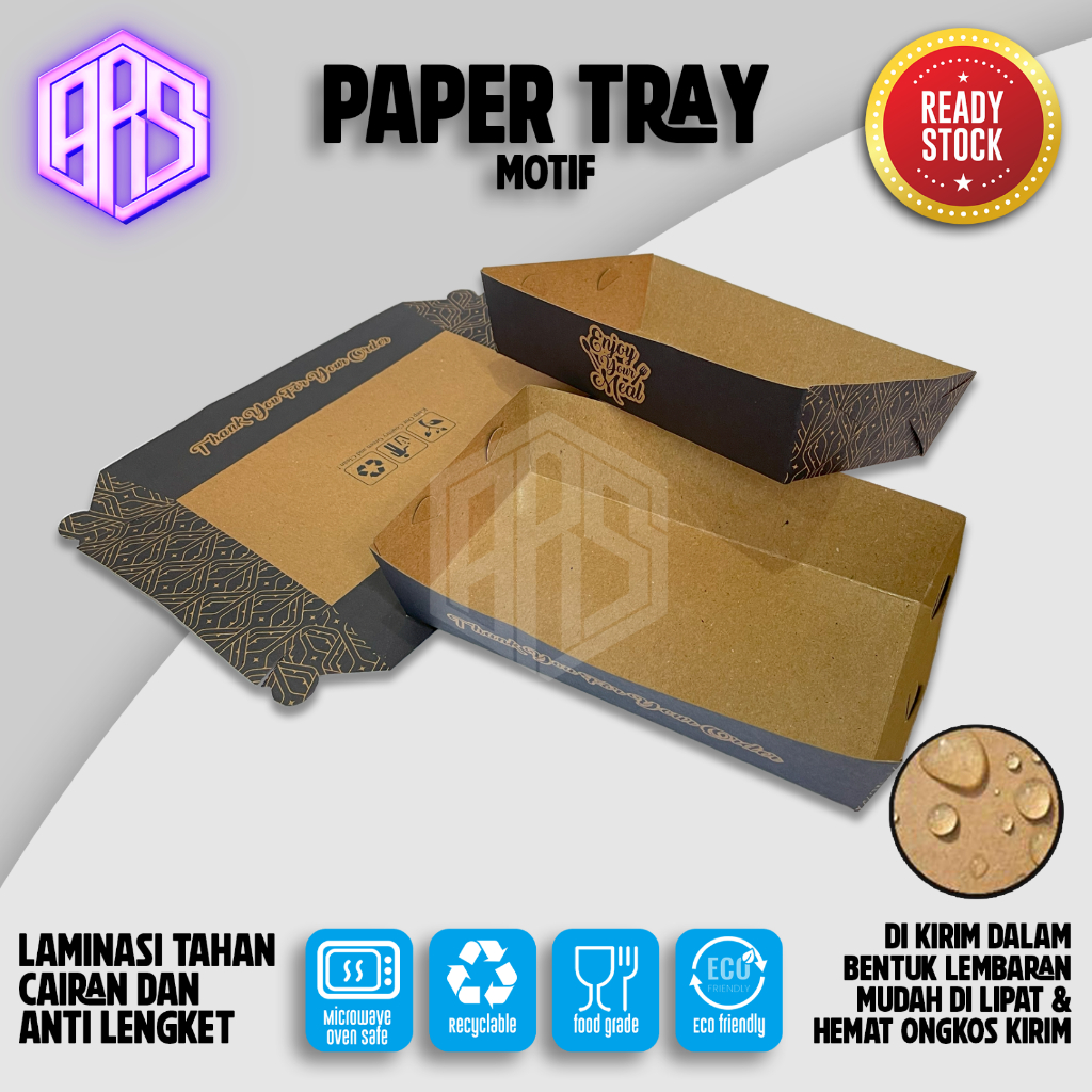 Jual Paper Food Tray Motif Size M Box Paper Kraft 290 Gsm Laminasi Alas ...