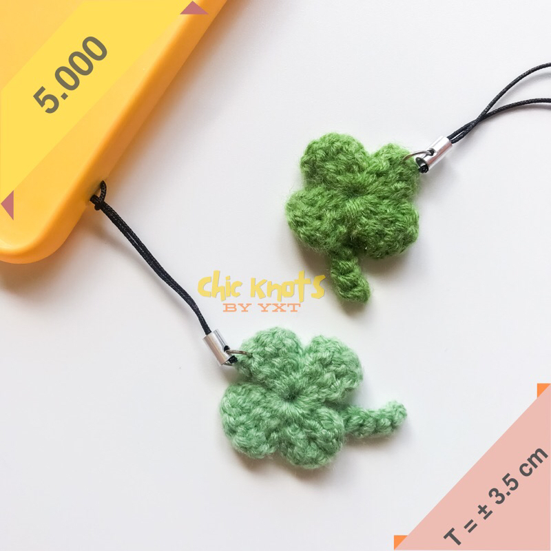 Jual Chic Knots - Gantungan HP Rajut Daun Semanggi Clover Phone Strap ...