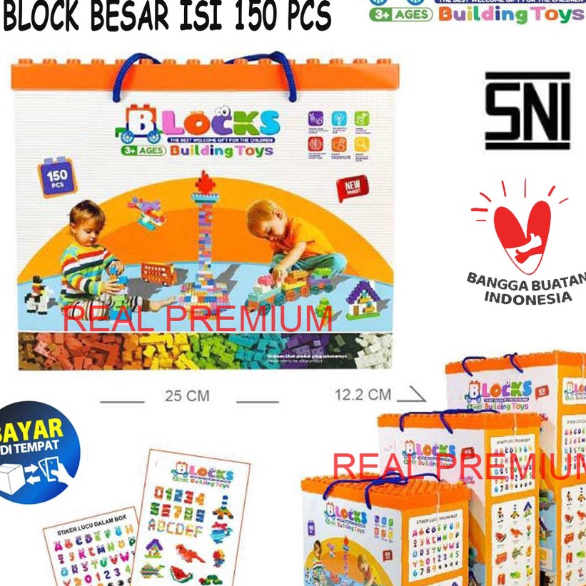 Jual Hemat Mainan Edukasi Balok Susun Anak 15 Pcs DIY Brick Block ...