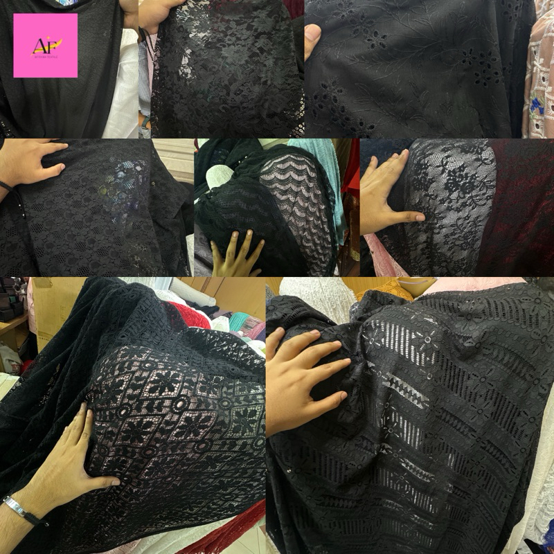 Jual Kain Bahan Brokat Garment Hitam Premium (Harga Setengah Meter ...