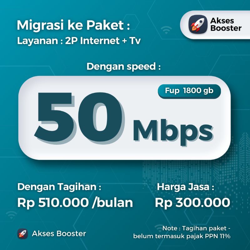Jual Migrasi Paket Indihome | Speed 10 - 100 Mbps | 1P Internet Only | 2P Internet + T'v ...