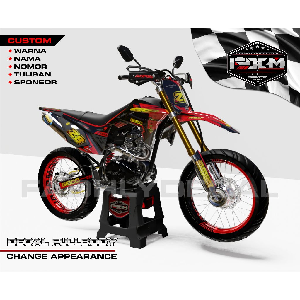Jual decal crf 150 l full body merah hitam dan Dengan beberapa pilihan ...