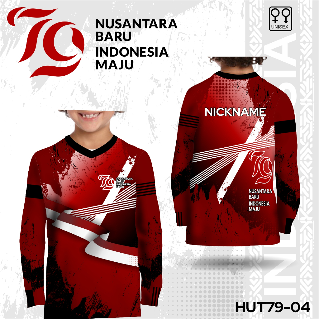 Jual Jersey anak hut kemerdekaan ri ke 79 kaos 17an 2024 baju indonesia lengan panjang | Shopee ...